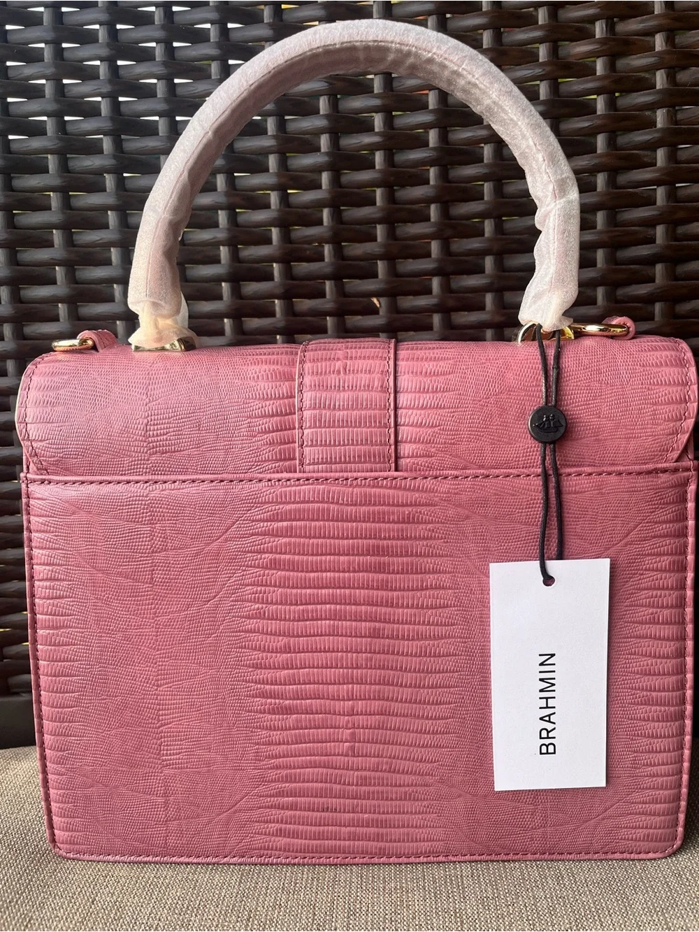 Brahmin | Bags | Nwt Brahmin Mini Francine In Pink All Over Lizard Bag ...